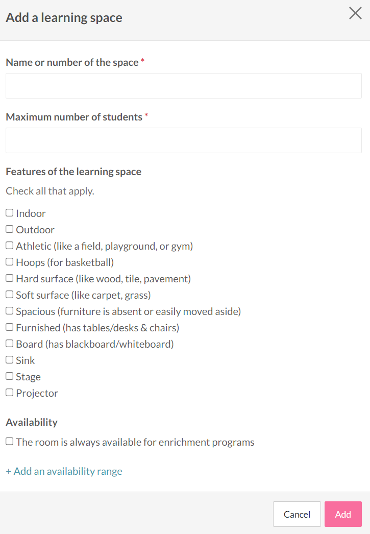 How to add or edit the learning space availability for a school – Help ...