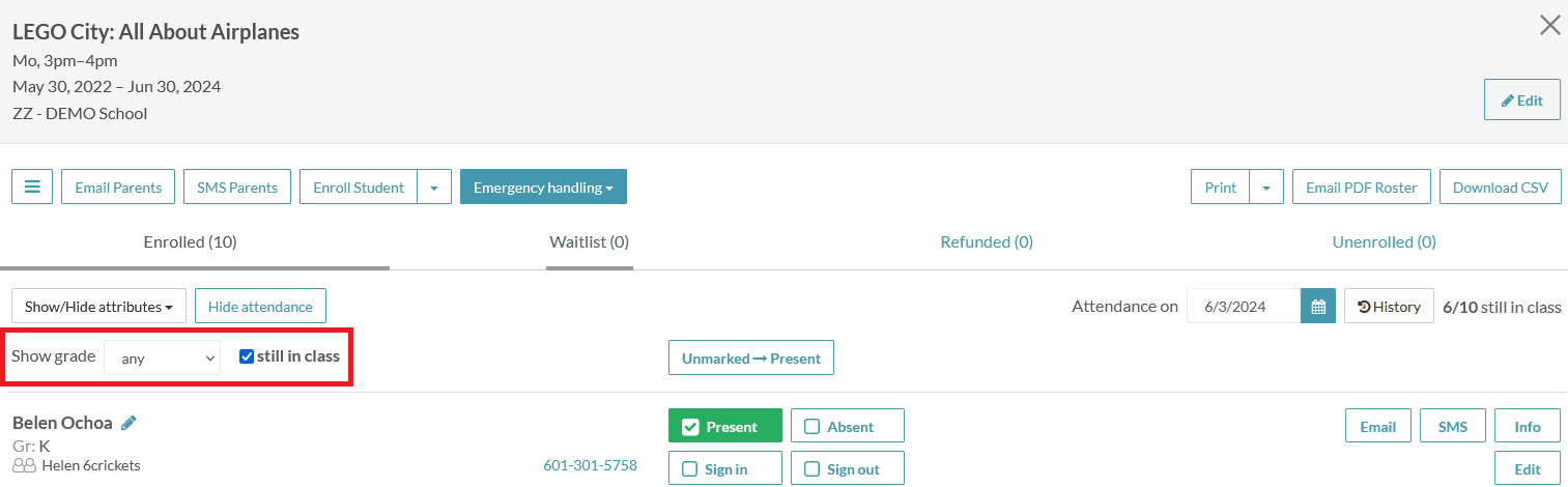 How to filter students still in class and/or by grade when taking ...