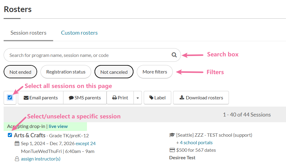 How to create and edit session labels from dashboards – Help for 6crickets