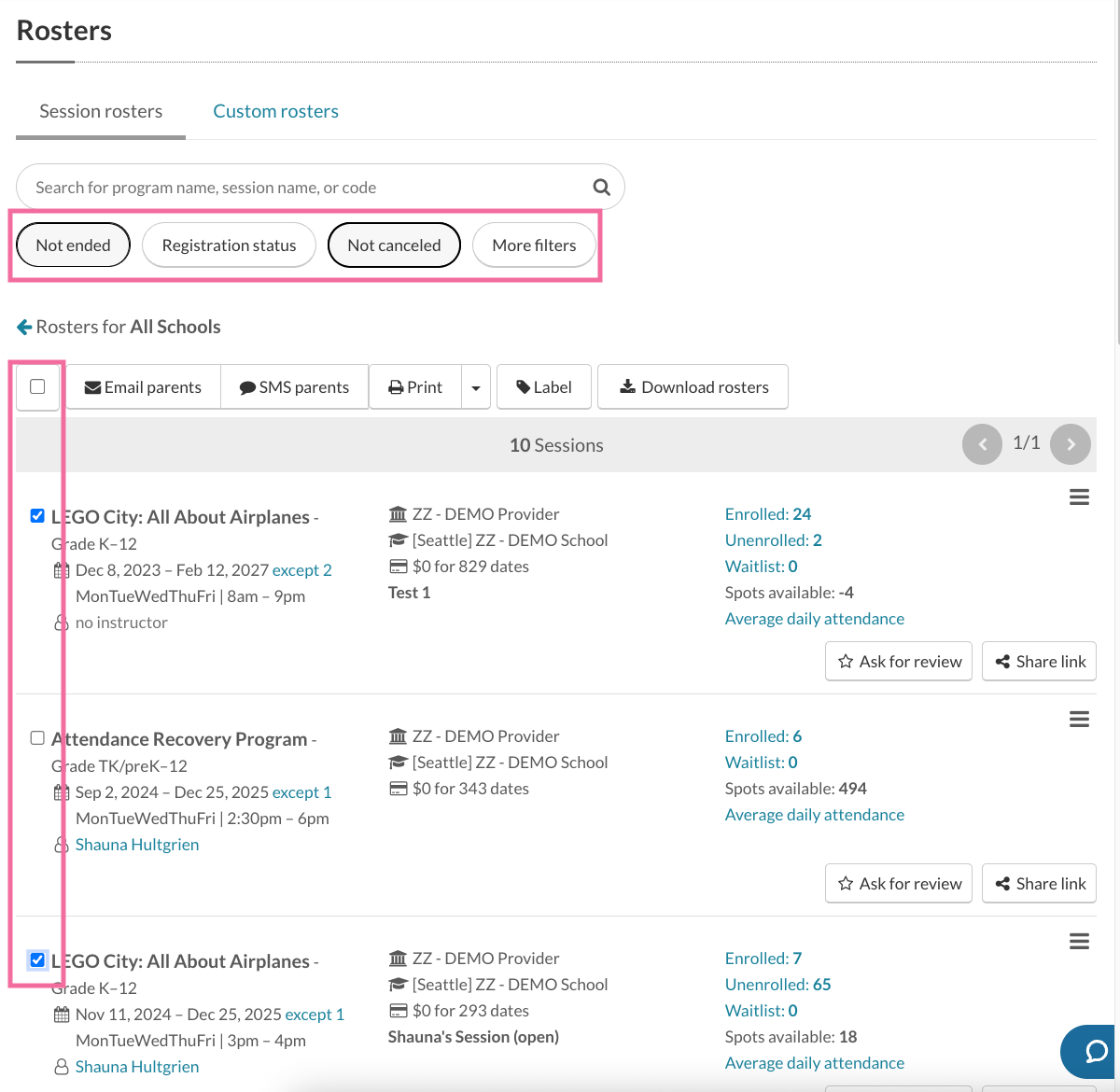 How to Email or SMS Parents from the Session or Attendance Roster for ...